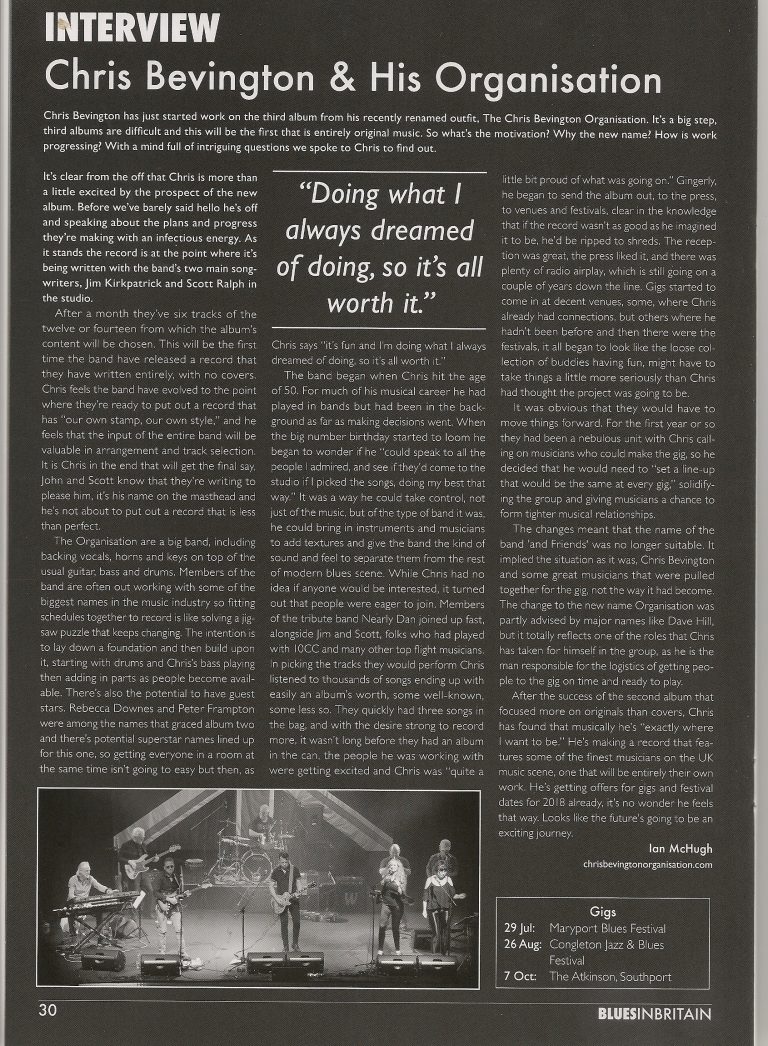 Press and Publicity - Chris Bevington Organisation